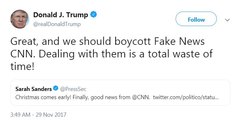 President Trump tweets about CNN over its coverage of him