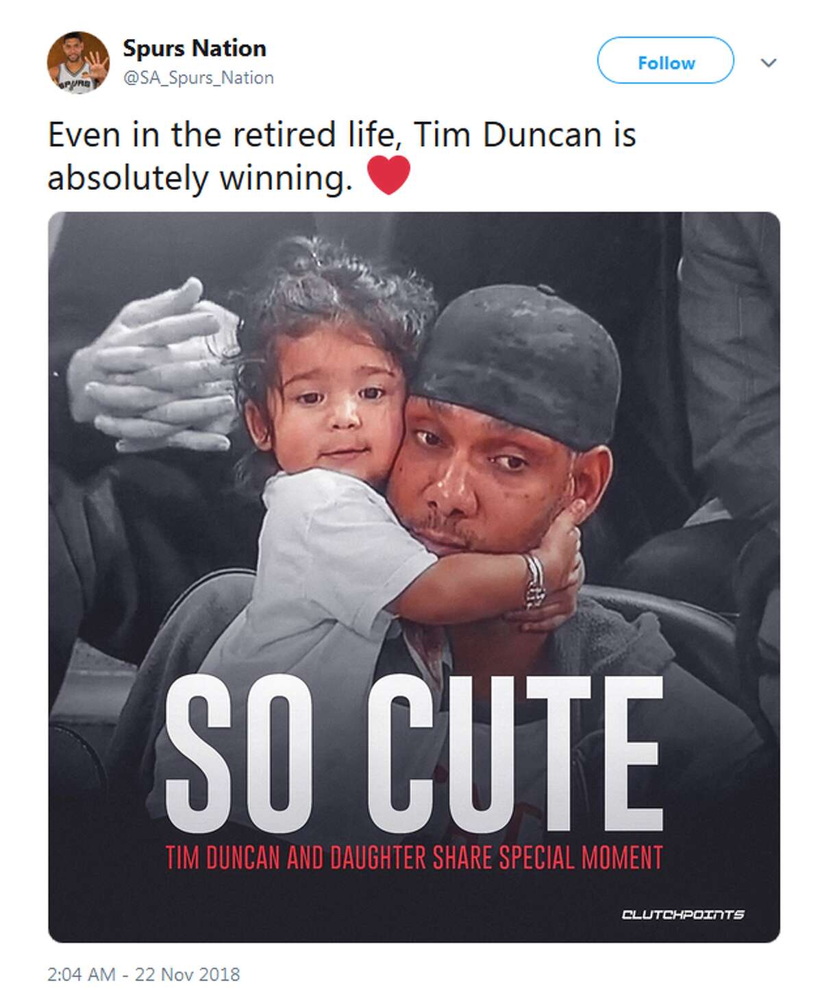 Fans react to adorable daddy-daughter moment between Tim Duncan ...