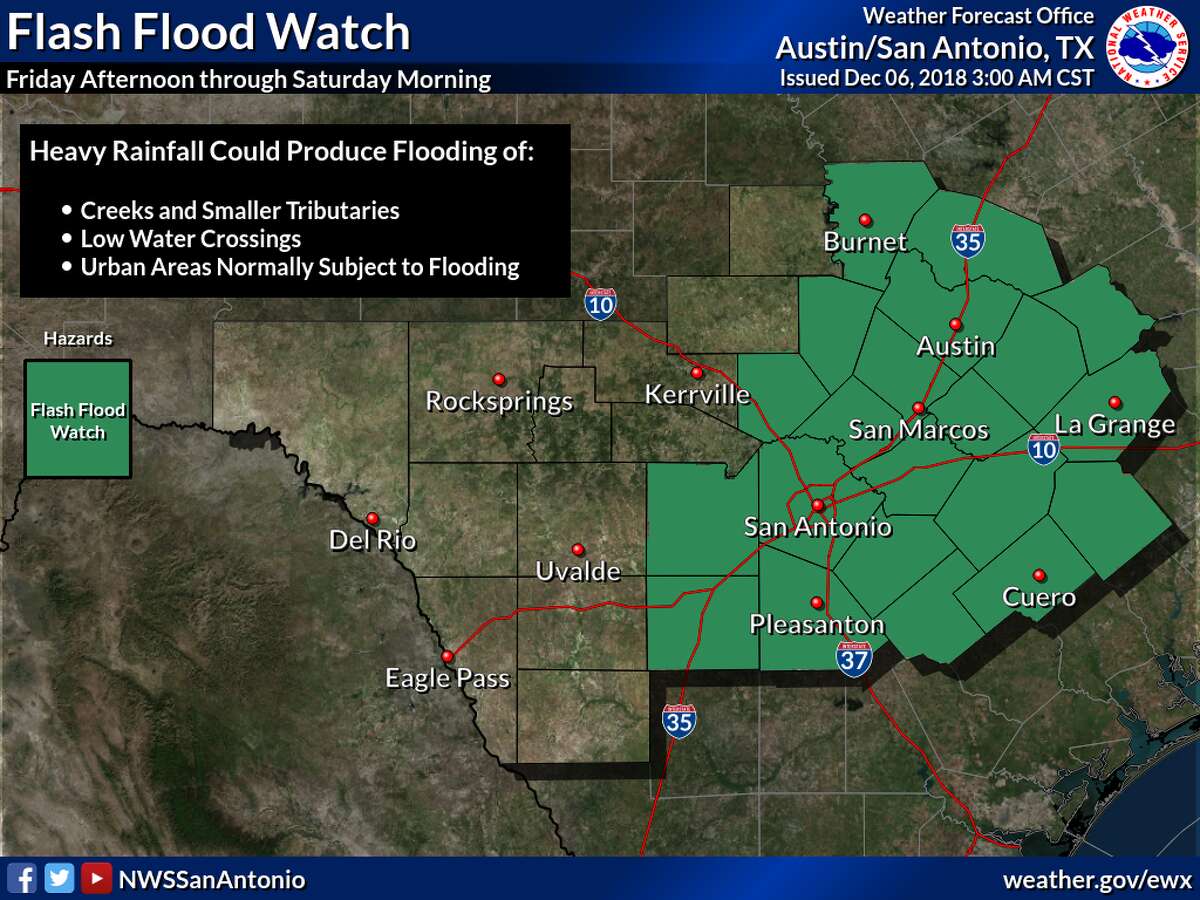 Flash flood watch issued for Bexar County in anticipation of heavy rainfall