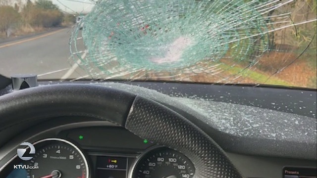 Dashcam video shows instant large rock thrown by man shattered SUV ...