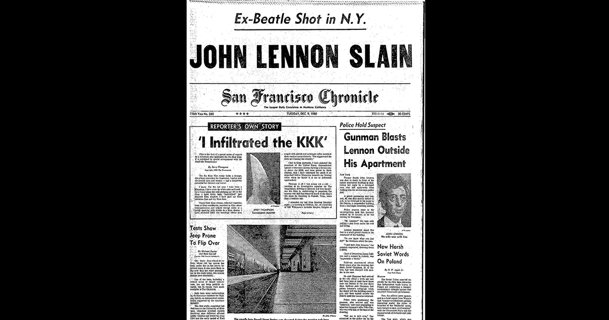 Chronicle Covers: John Lennon’s violent death and his lasting impact