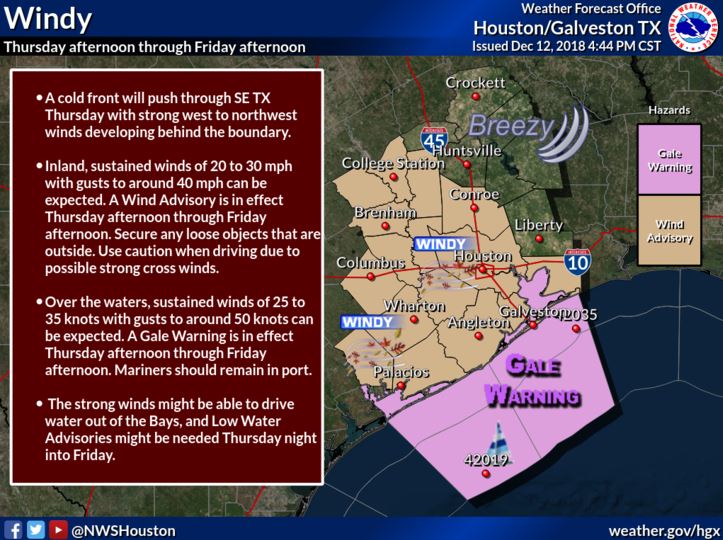 Storms move through Houston before arrival of strong winds