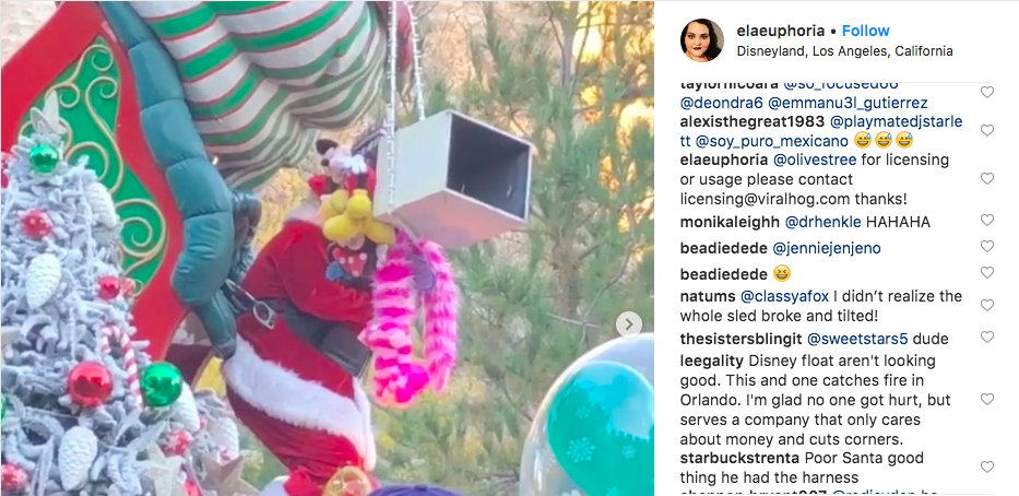 Santa launched from sleigh after problem during Disneyland parade