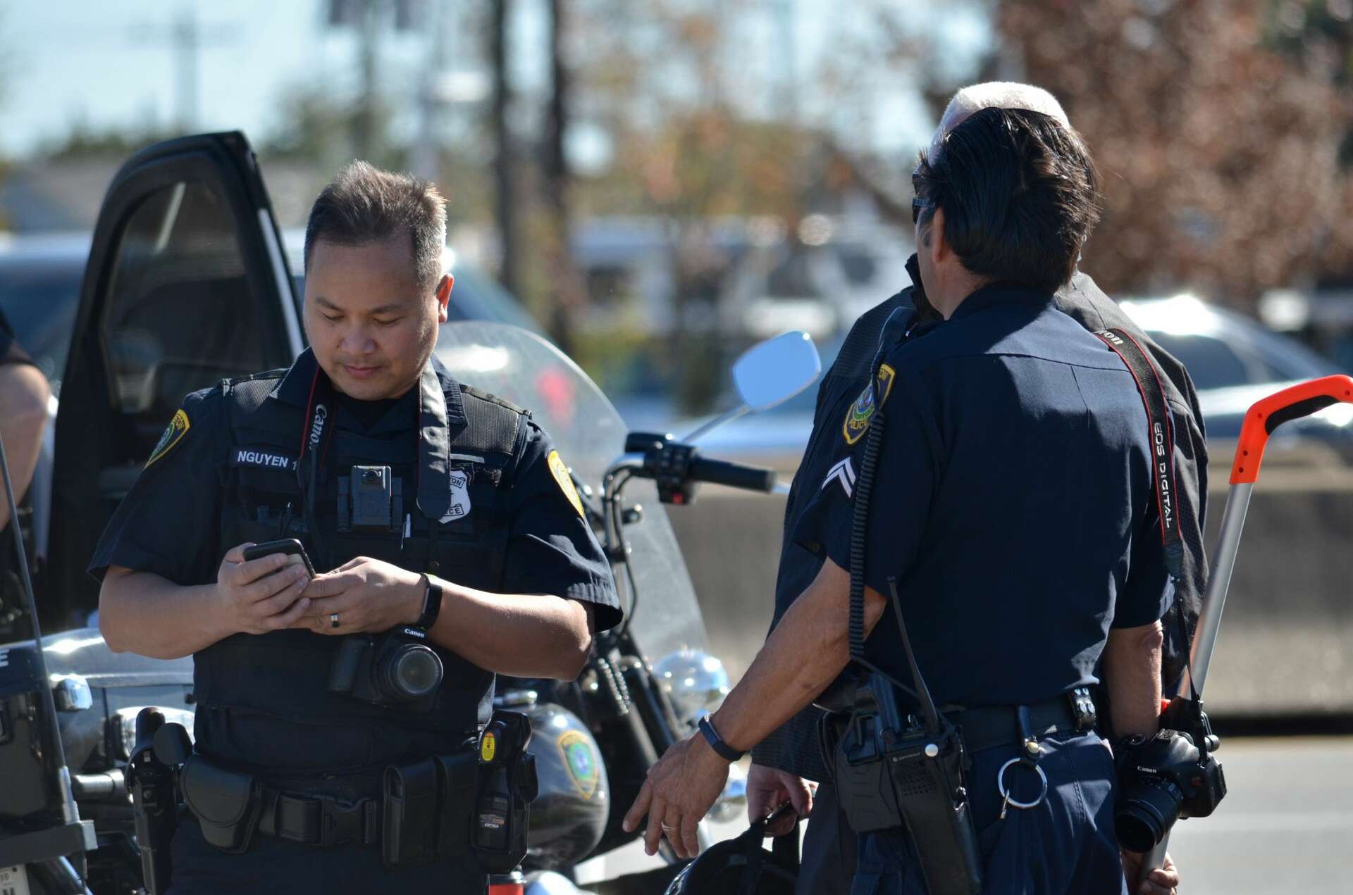 Houston PD says officer struck on motorcycle, collides with Harris Co ...