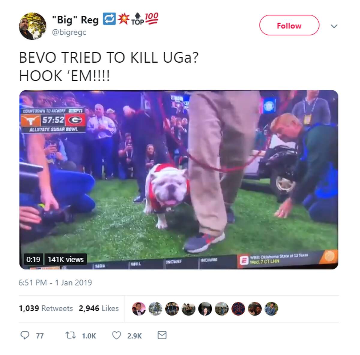 People can't stop joking about Bevo the Longhorn charging at Uga the ...