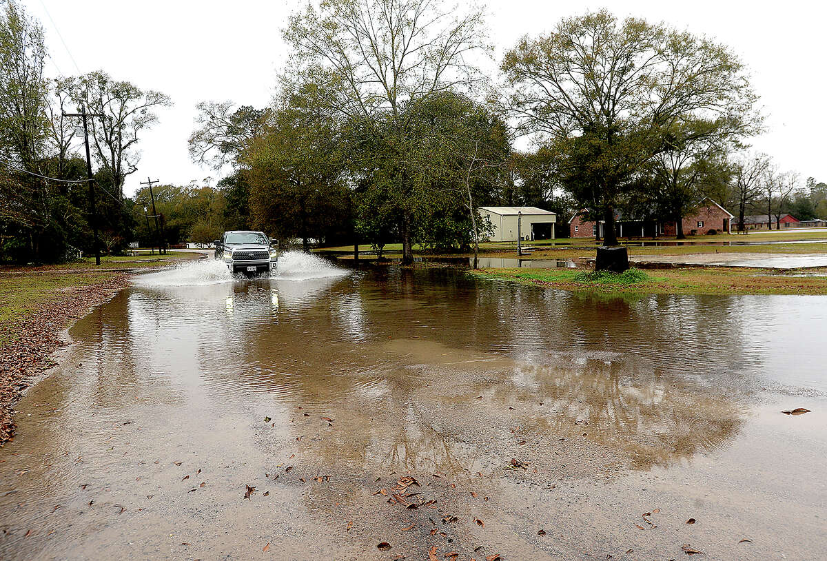 Sabine River at mild flood stage, Toledo Bend gates open