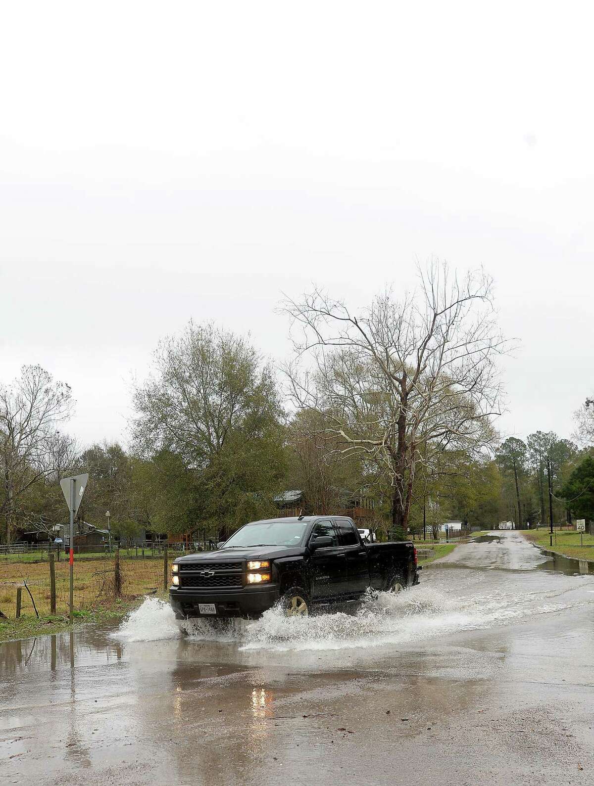Sabine River at mild flood stage, Toledo Bend gates open