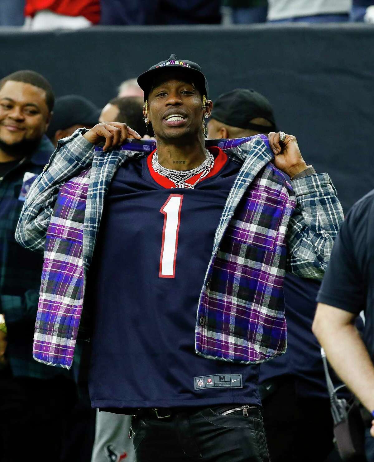 Travis Scott on the field for Texans-Colts playoff game