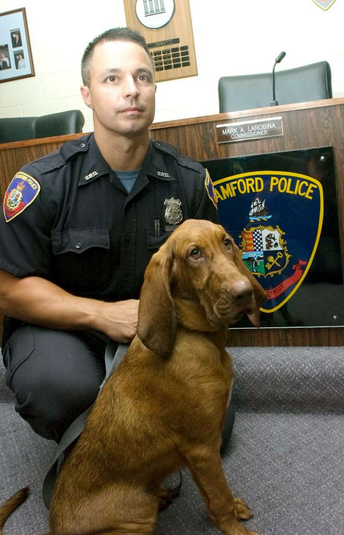 A bloodhound from Texas is the Stamford Police Department's newest member
