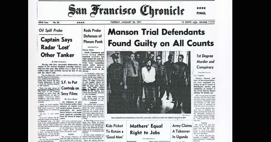 Chronicle Covers: When Charles Manson was found guilty