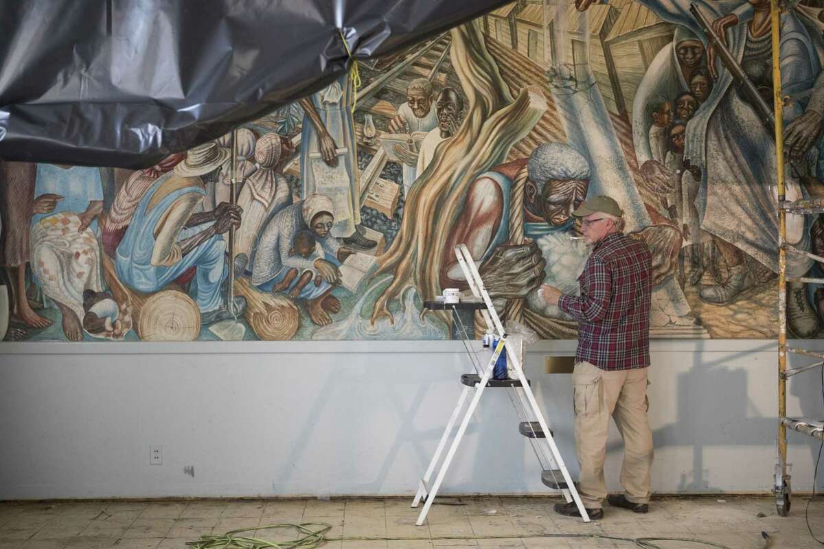 Restoration of historic John Biggers mural underway