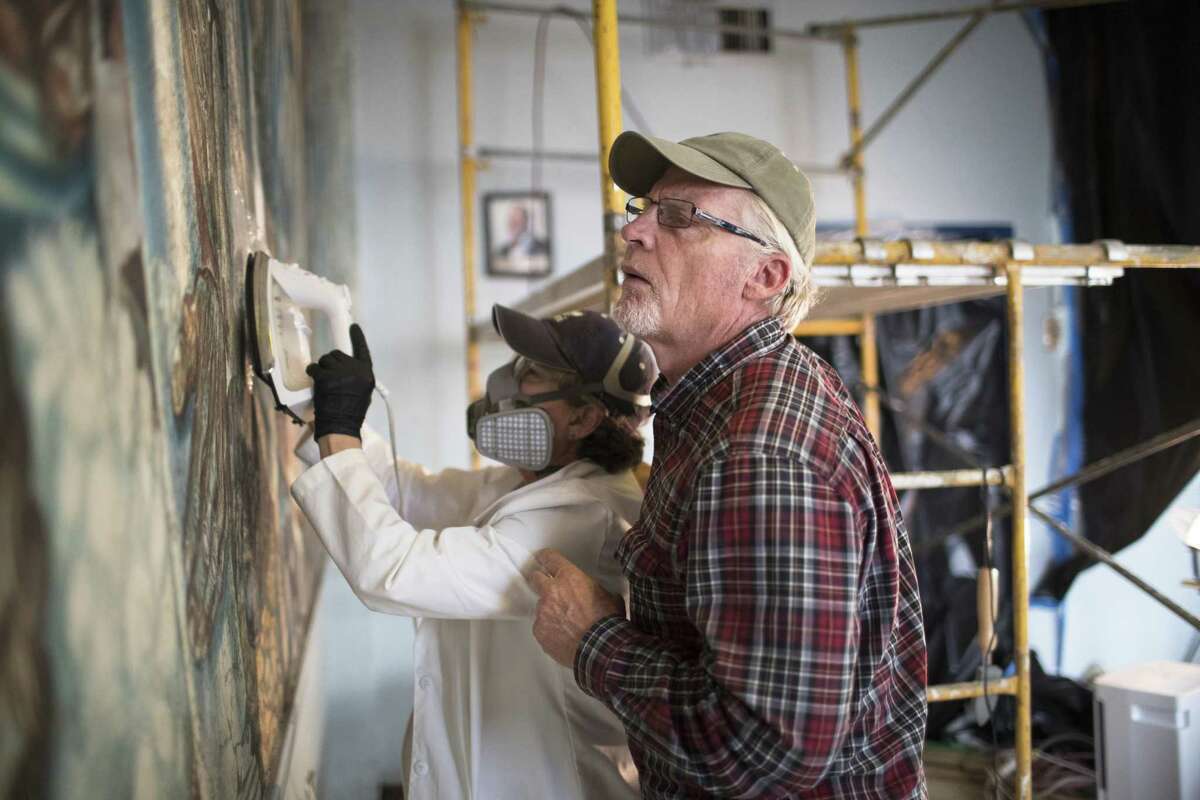 Restoration of historic John Biggers mural underway